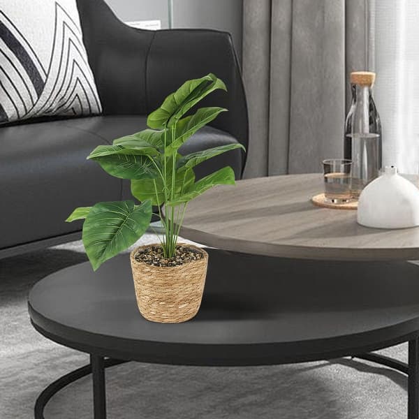 Artificial Plants with Rattan Baskets,/Faux Monstera/Fake Green Plant ...