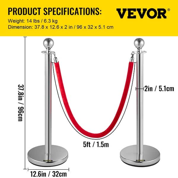VEVOR Crowd Control Stanchion Set of 4 Pieces Stanchion Set Stanchion ...