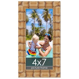 4x7 Bamboo Natural Complete Wood Picture Frame with UV Acrylic, Foam ...