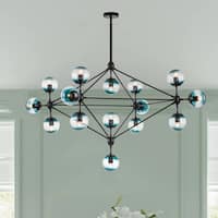 15-Light Modern Glam Linear Sputnik Gradient Blue Glass Globe Bubble ...
