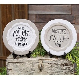 2 Assorted Prayer Plates with Faith Over Fear and Power of Prayer ...