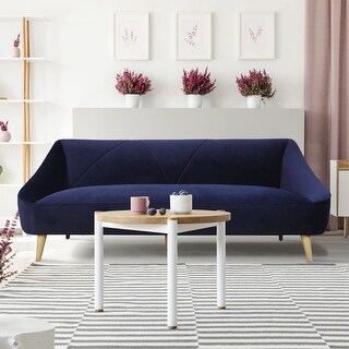 Midnight Blue Upholstered by Hand Sofa Solid Wood Legs Metal Plates ...