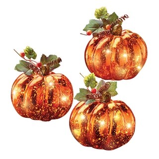 Lighted Harvest Pumpkin Set Fall Home Decor, 3 Pc - 14.000 x 5.750 x 5. ...