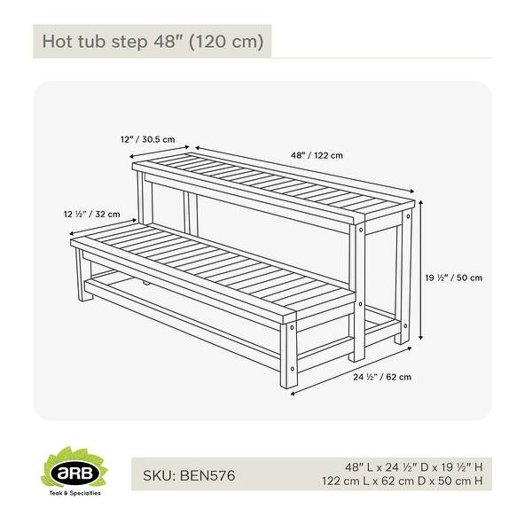 Teak Hot tub step 48" (120 cm) - Bed Bath & Beyond - 39191294
