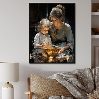Designart "Baptism Sacred Reflection" Christianity Framed Canvas Art ...