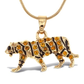 Aqua79 Gold Tiger Sparkling Crystal Pendant Necklace - 18 Inches - 18 ...