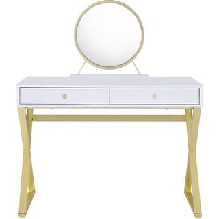 Metal Base Vanity Set with Mirror in White and Gold - Bed Bath & Beyond ...