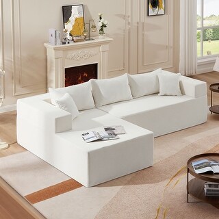 L-Shaped Sofa Raised Sleeper, 2-Piece Sectional Couch Chaise - Bed Bath ...