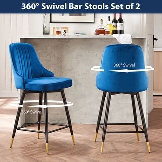 Swivel Counter Stools Set of 2 - Velvet Barstools Blue - Bed Bath ...