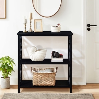 Solid Pine Wood 3 Tier Console Table with Storage Shelves, 31.5" Living ...