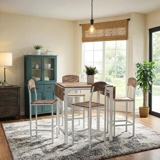 Farmhouse 5-piece Counter Height Drop Leaf Dining Table Set with Dining ...