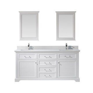 Lorna 72" Double Vanity in Finnish Green and Composite Carrara White ...
