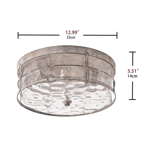 Industrial Grey Rust Flush Mount Ceiling Light with Water Ripple Glass ...
