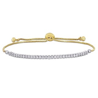 Miadora 3/5ct TW Diamond Adjustable Bolo Bracelet 14k Yellow Gold - Bed ...