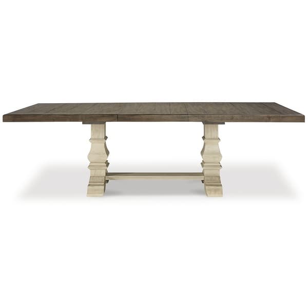 Signature Design by Ashley Bolanburg Brown / Antique White Extension Dining Table - 48"W x 103. ...