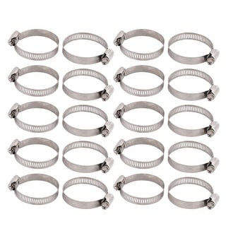 33mm to 57mm Clamping Range 12mm Band Width Metal Hose Clamp Silver ...