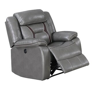 Leatherette Power Glider Recliner with USB Dock, Gray - Bed Bath ...