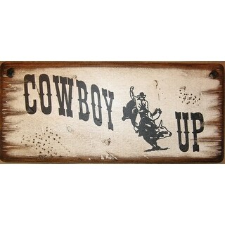Cowboy Signs Wood Wall Hanging Western Cowboy Up White Brown - Bed Bath ...