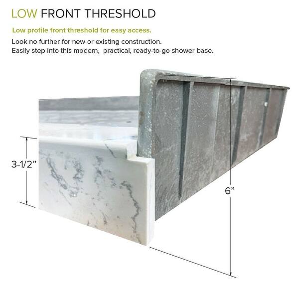 Transolid FPT6036C-HO 60-in x 36-in Pre-Tiled Shower Base with Center ...