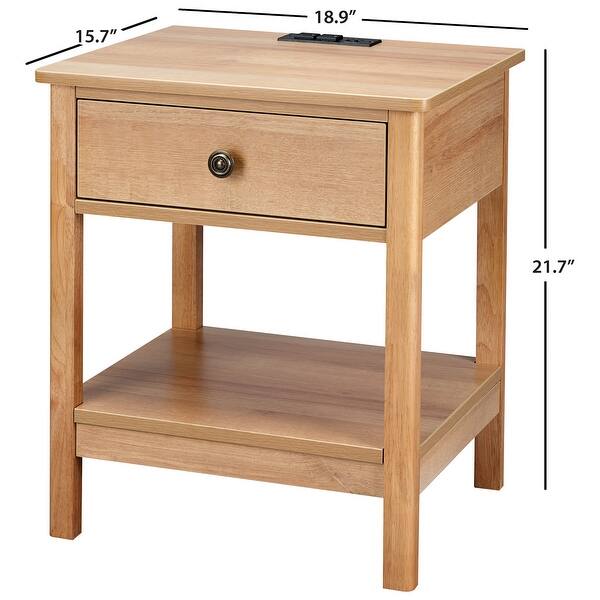 DecorTech Traditional Rectangular End Table with AC Power and USB ...