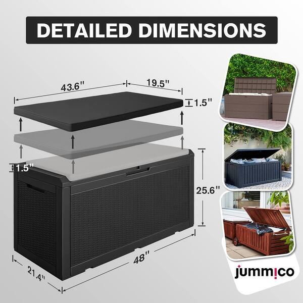 100 Gallon Large Resin Deck Box Waterproof Outdoor Indoor Storage Box ...