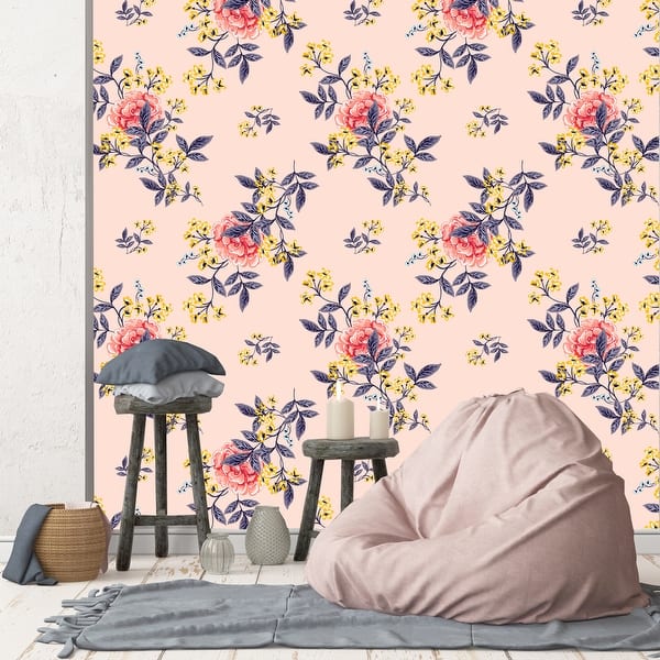 Gondale Vintage Floral Abstract Removable Wallpaper - 24'' inch x 10'ft ...