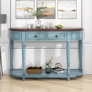 Circular Curved Design Console Table with Open Style Shelf - Bed Bath ...