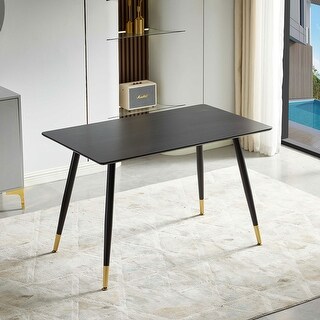 Black Modern Simple Oak Look Melamine Veneer Table-top Kitchen Dining ...