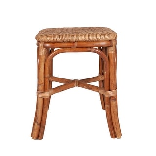 Natural Brown Handmade Rattan Square Stool by East at Main - Bed Bath ...