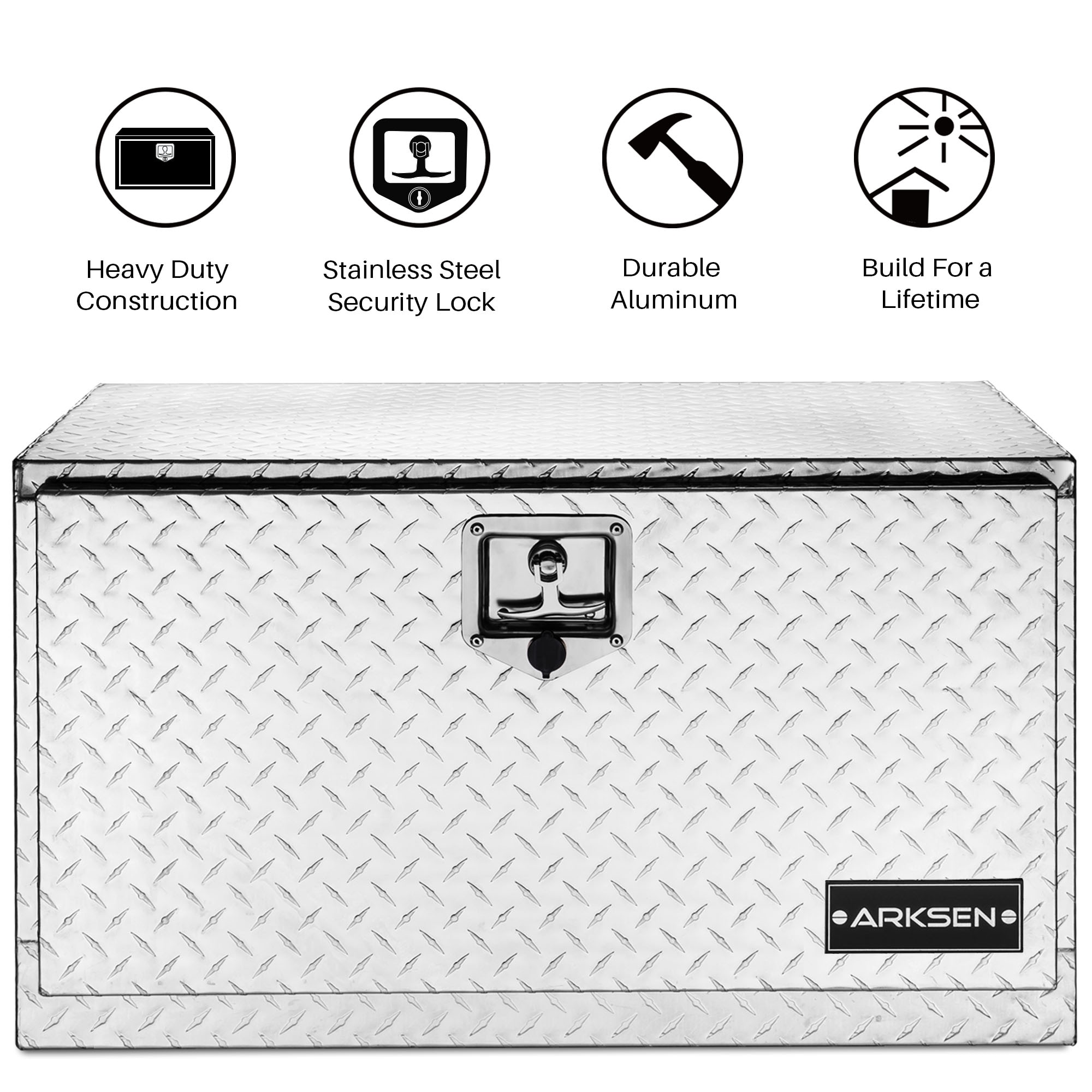 ARKSEN 30 Inch Aluminum Diamond Plate Tool Box, Waterproof Rectangular ...