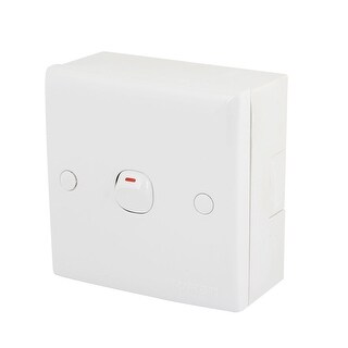 Screw Mounted Single Gang Button U-PVC Wall Plate Switch White 10A 250V ...