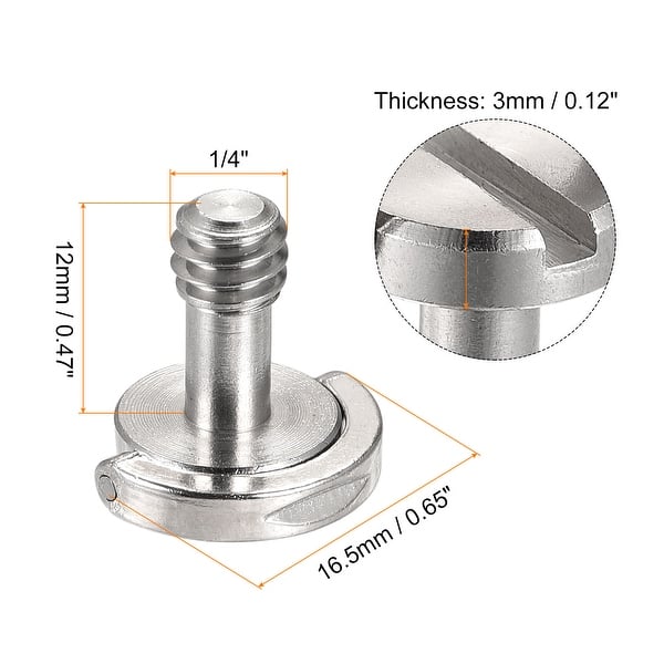 1/4" Mounting Screw Adapter Slotted 0.47" Long with Half Ring for ...