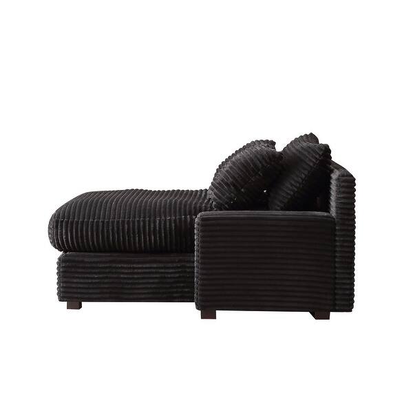 Single Chaise Lounge Sofa Corduroy Daybed Black Reading Chair - 1-pcs ...