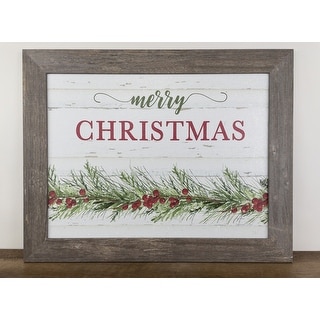 Merry Christmas Red Green Swag Framed Art Sign - 22x28 - Bed Bath ...