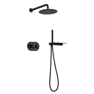 Matte Black Thermostatic Complete Shower System With Rough-In Valve And ...