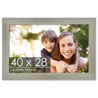 40x28 Distressed/Aged Contrast Grey Wood Picture Frame - UV Acrylic ...