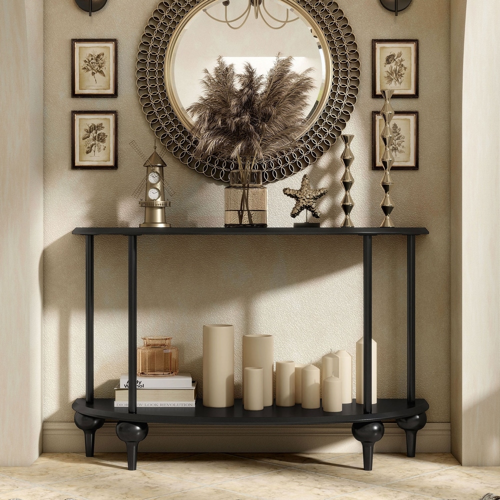 black half circle console table