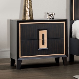 Modern 1pc Nightstand with Gold Accent Trim and Wooden Finger Pull ...