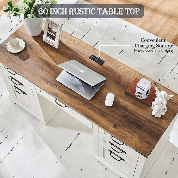 60 Farmhouse Executive Desk Wood Home Office Desk Computer Desk On Sale Bed Bath Beyond 41040051