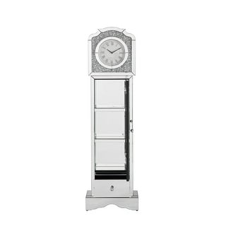 ACME Mirrored Grandfather Clock with 3 Display Cabinet Faux Diamonds ...