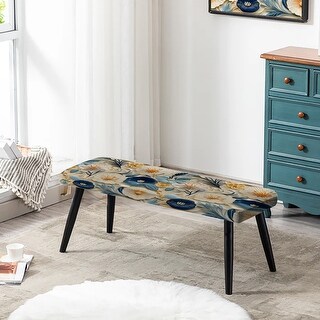 Blue And White Coastal Retreat Seashells IV - Floral Upholstered Bench ...