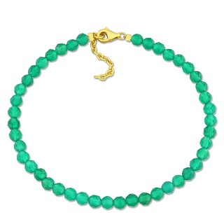 Miadora 6 1/2ct TGW Green Onyx Facetted Bead Bracelet in Yellow Silver ...