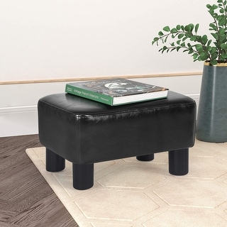 Adeco Small Rectangle Footstool PU Leather Ottoman Footrest Modern ...