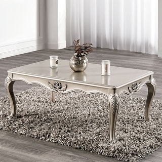 Traditional Coffee Table Curved Legs Carved Design Solid Wood Structure ...