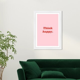 Wynwood Studio 'Think Happy Like Ever' Typography and Quotes Pink Wall ...
