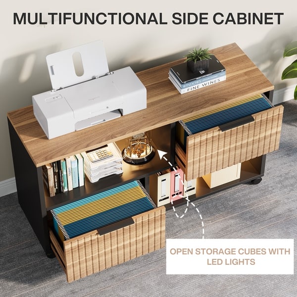 63-inch L-shapped Executive Desk Computer Desks with Wheeled File ...