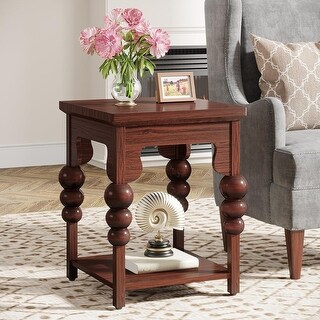 Traditional Side Table with 2 Tiers Storage Shelves - Bed Bath & Beyond ...