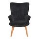 Napster Fuzzy Plush Upholstery Wingback Arm Chair with Solid Wood Legs ...