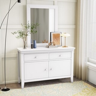 Traditional Concise Style White Solid Wood Dresser with Ample Storage ...