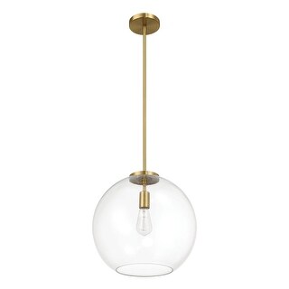 Gleam Single Light Pendant Lamp With Clear Globe Glass - Satin Brass ...
